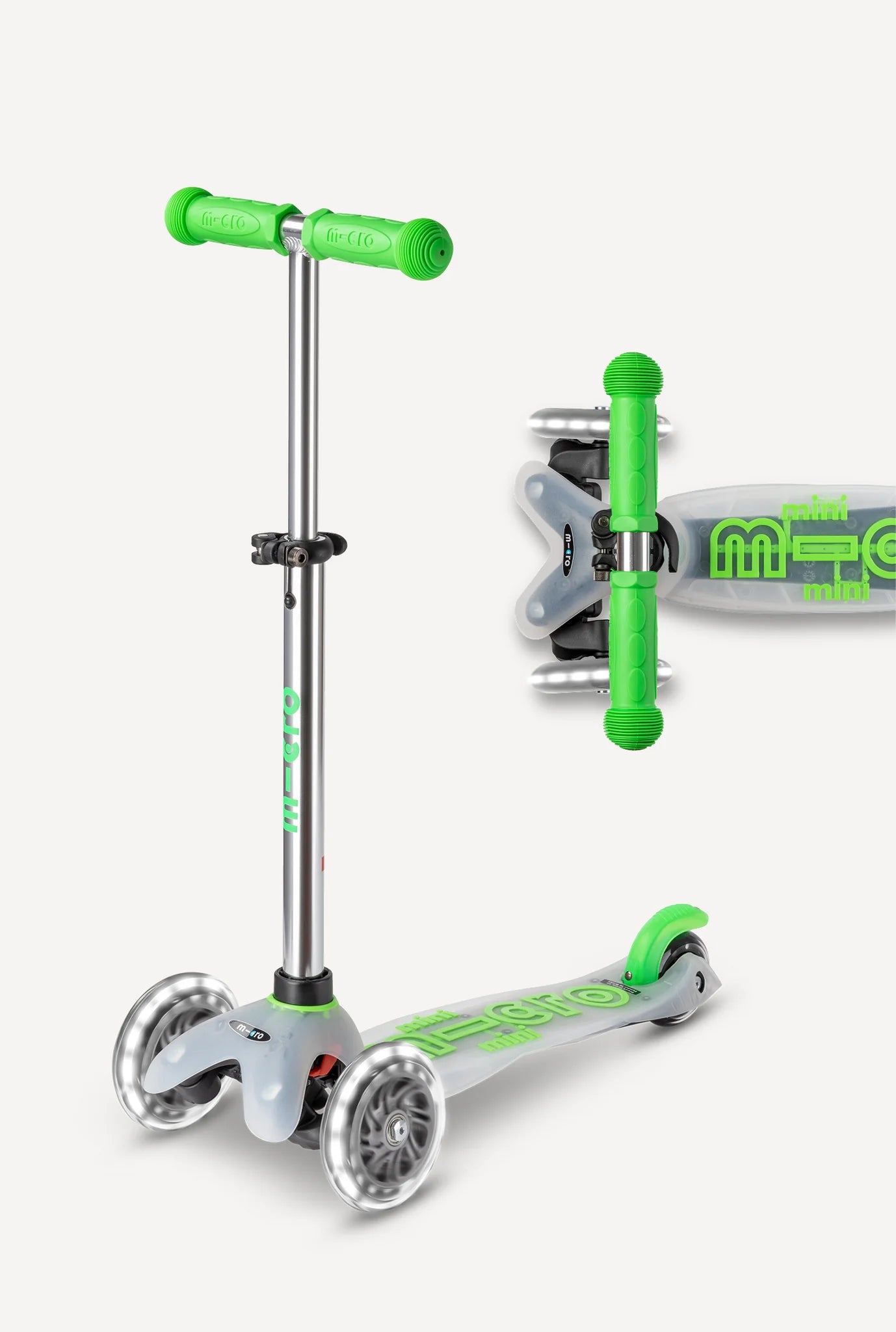 Shop Micro Mini LED Scooter Green Flux - Li'l Baby Sprouts